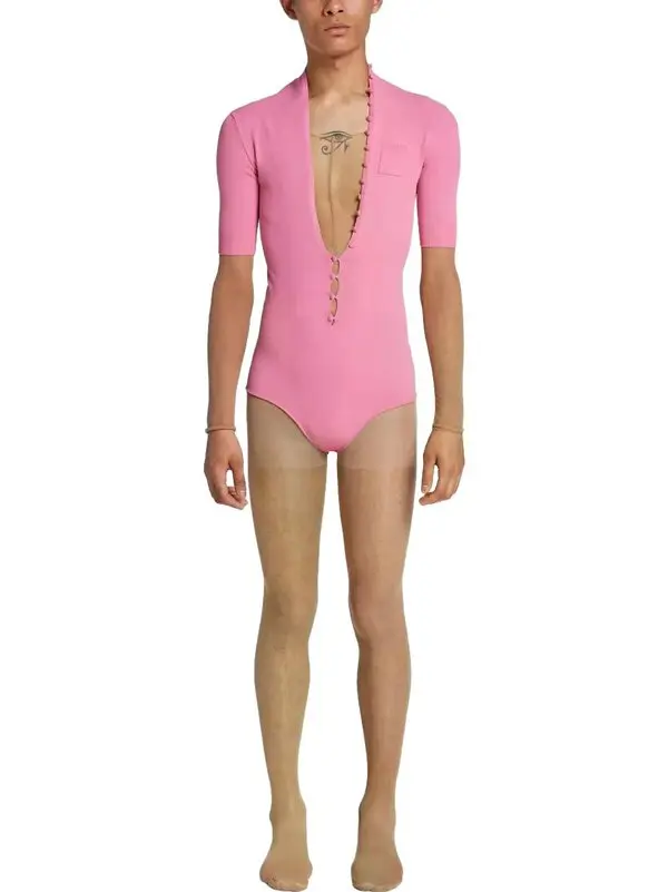 ROT Plunging Neck Bodysuit - Pink