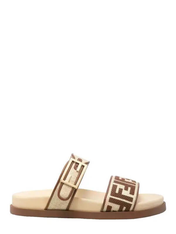 Fendi Ff Logo Buckle Sandals - Neutrals