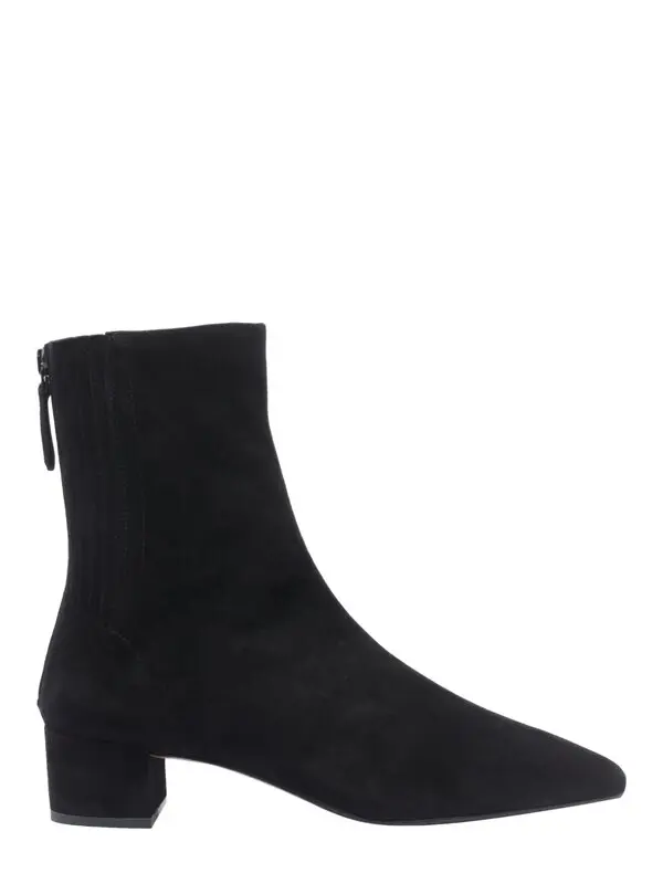 AQUAZZURA Honore Pointed Toe Zip Up Block Heel Boots - Black