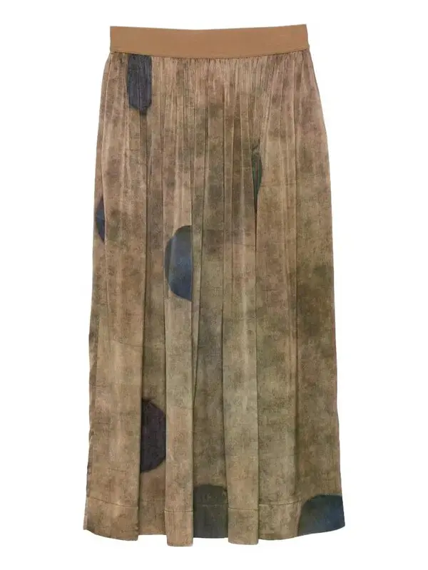 UMA WANG Polka Dot Pleated Midi Skirt - Brown