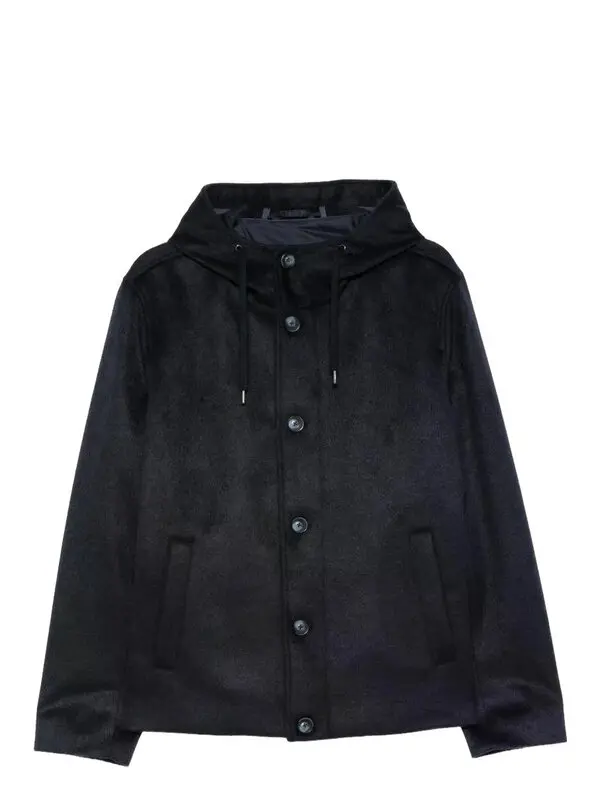 Herno Hooded Button-fastening Jacket - Blue