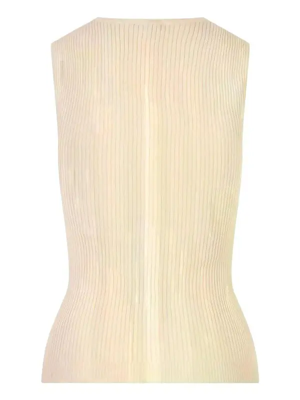 Peserico Ribbed Knit V-neck Sleeveless Top - Neutrals