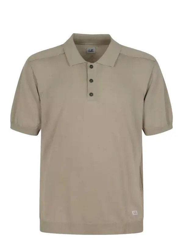 C.P. COMPANY Logo-patch Knitted Polo Shirt - Grey