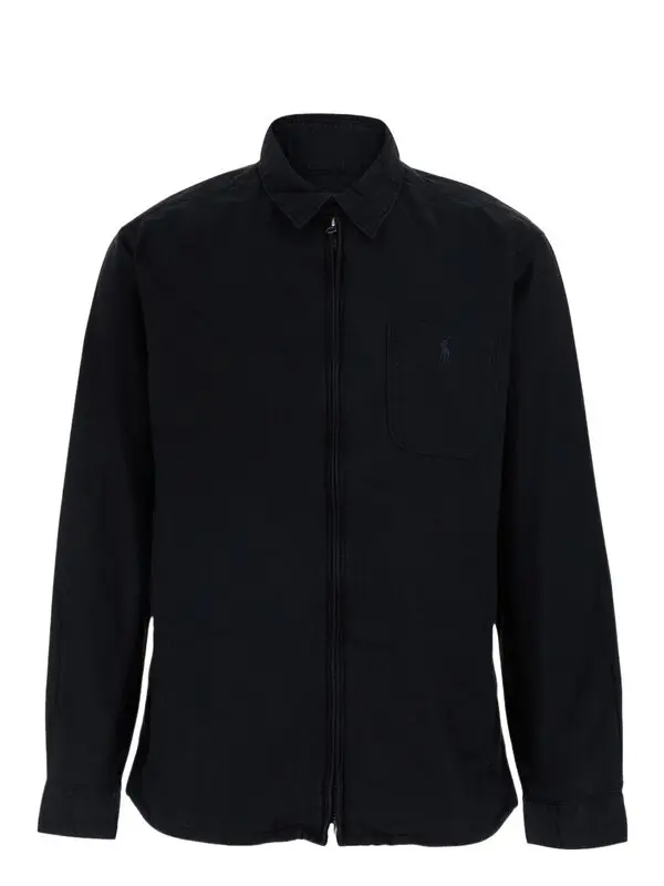 Polo Ralph Lauren Zip-front Shirt Jacket With Cuffed Sleeves - Black