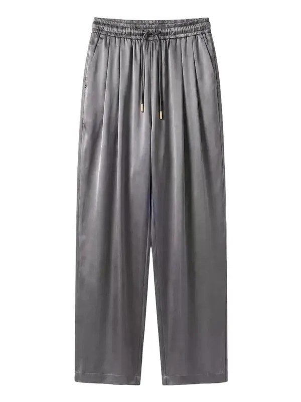 DANAMÉ Satin Drawstring Track Pants - Grey