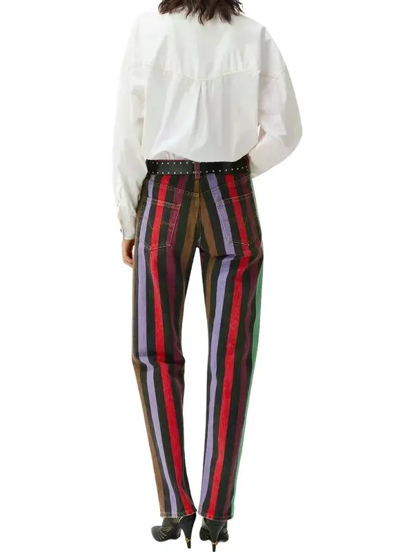Versace Striped Straight Leg Jeans - Blue
