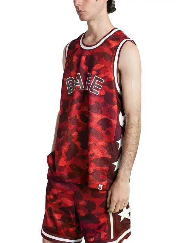 A BATHING APE Camouflage-print Mesh Tank Top - Red