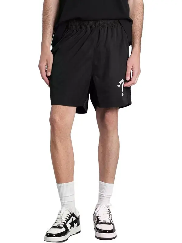A BATHING APE Ape Head Logo Print Track Shorts - Black