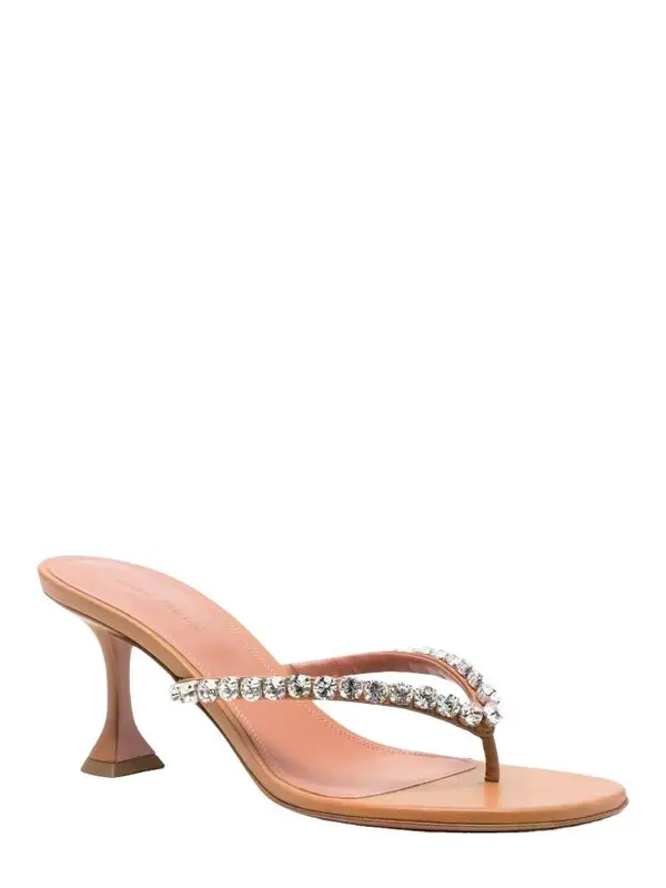 Amina Muaddi Gigi Crystal Embellished Heeled Sandals - Brown