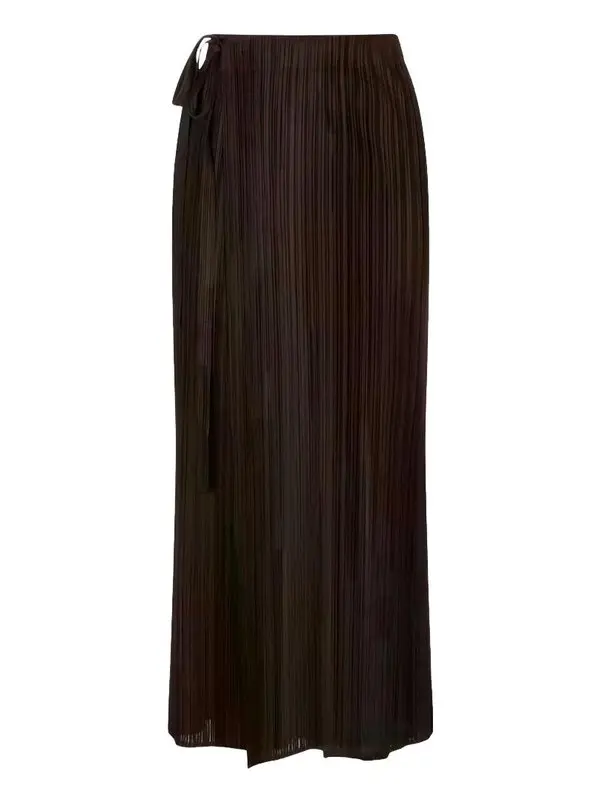 MEIMEIJ Pleated Tie-waist Palazzo Pants - Brown