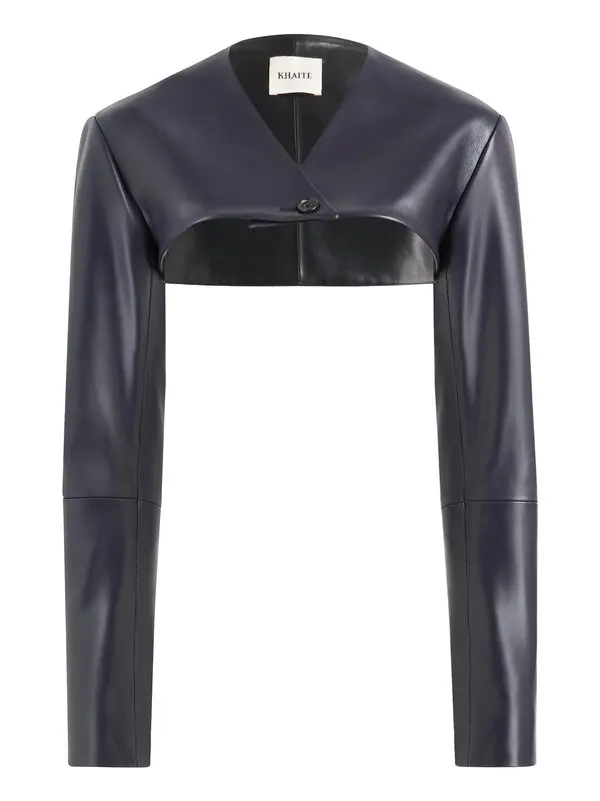 Khaite Onno Plonge" Leather Jacket - Navy