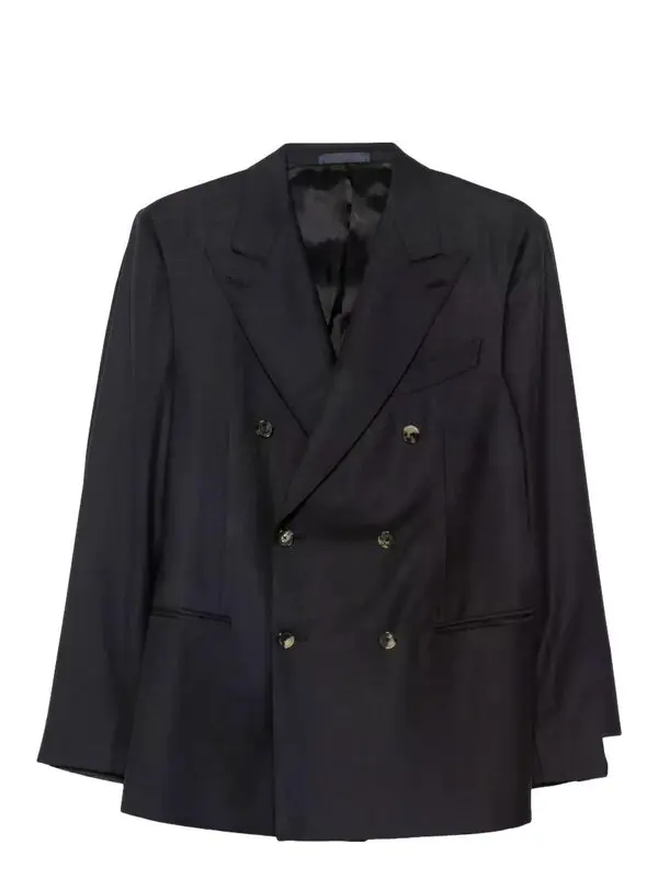 Caruso Double-breasted Peak-lapels Jacket - Blue