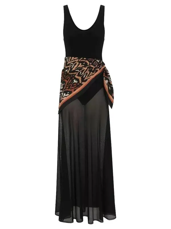 Zimmermann Aster Maxi Dress With Removable Scarf - Black