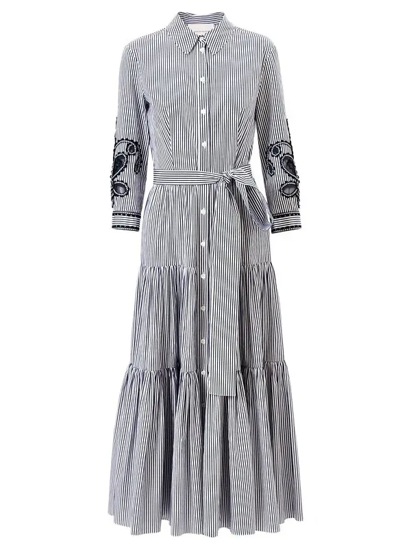 Carolina Herrera Embroidered Striped Cotton Shirt Dress - Stripe