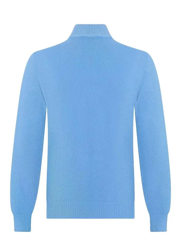 Fedeli High-neck Zip-up Cardigan - Blue