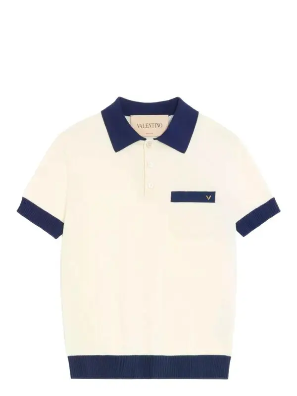 Valentino Garavani Cotton Polo With Vgold - Neutrals