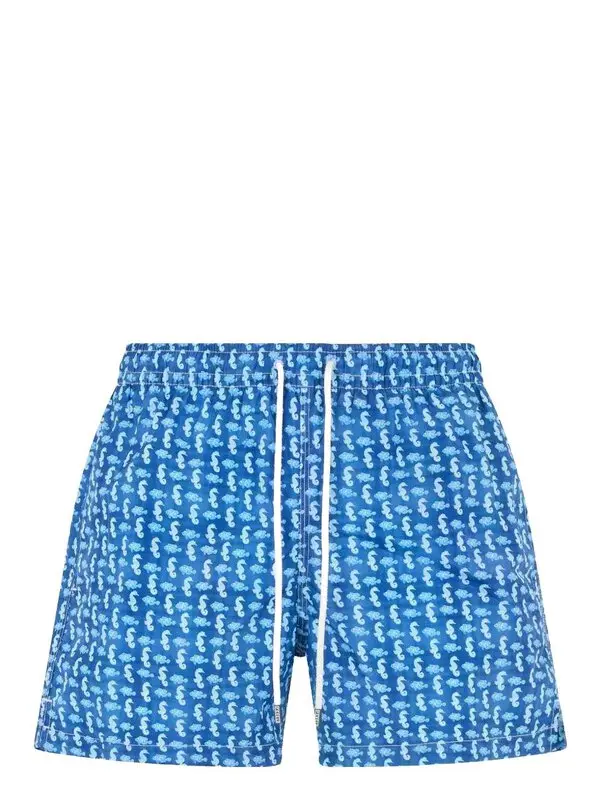 Fedeli Marine Print Swim Shorts - Blue