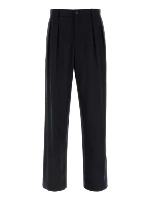 Emporio Armani Pleated Wool Trousers - Blue