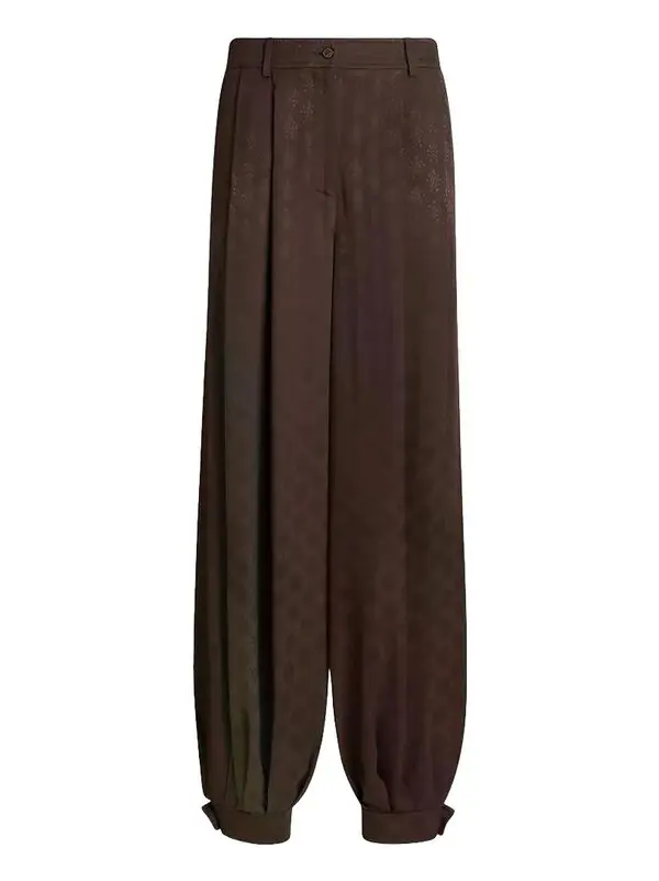 Etro Jacquard Pattern Cuffed Trousers - Brown
