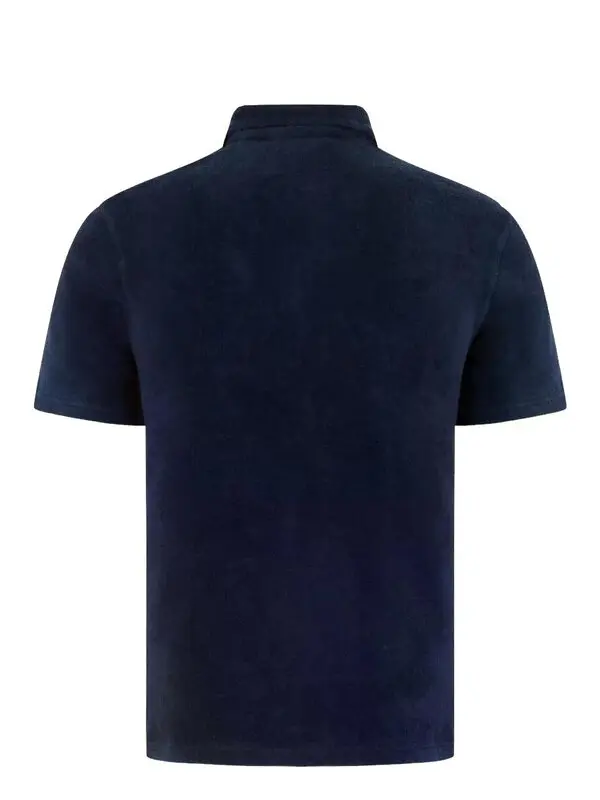 Fedeli Short-sleeve Terry-cloth Polo Shirt - Blue