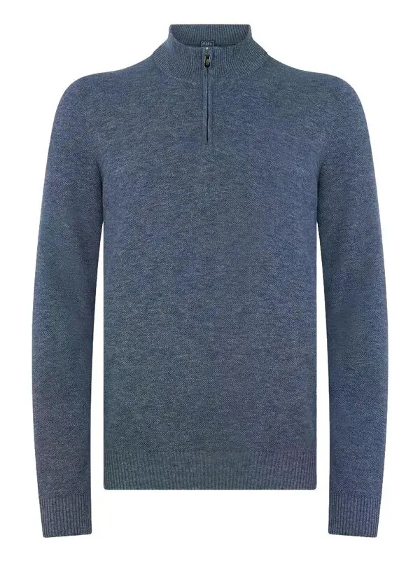 Fedeli Quarter-zip Long-sleeve Sweater - Blue