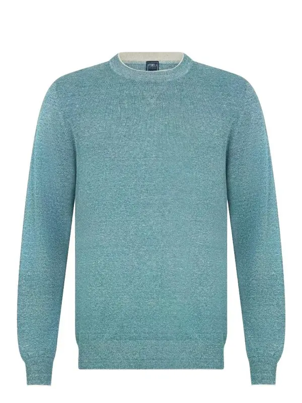 Fedeli Crew Neck Long Sleeve Sweater - Blue