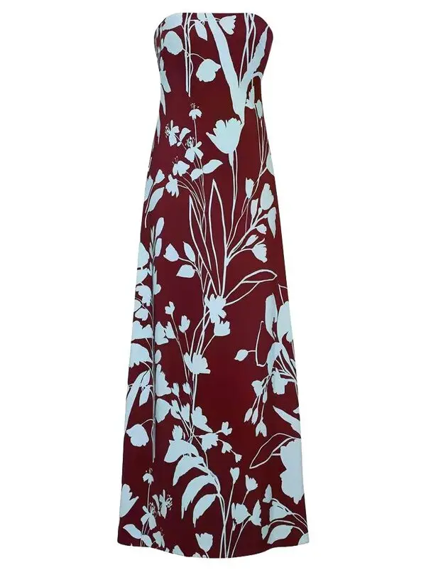 Cara Cara Benita Floral-print Strapless Gown - Red