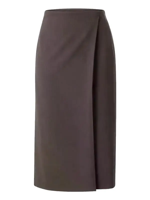Calvin Klein Wrap Midi Skirt With Side Slit - Brown