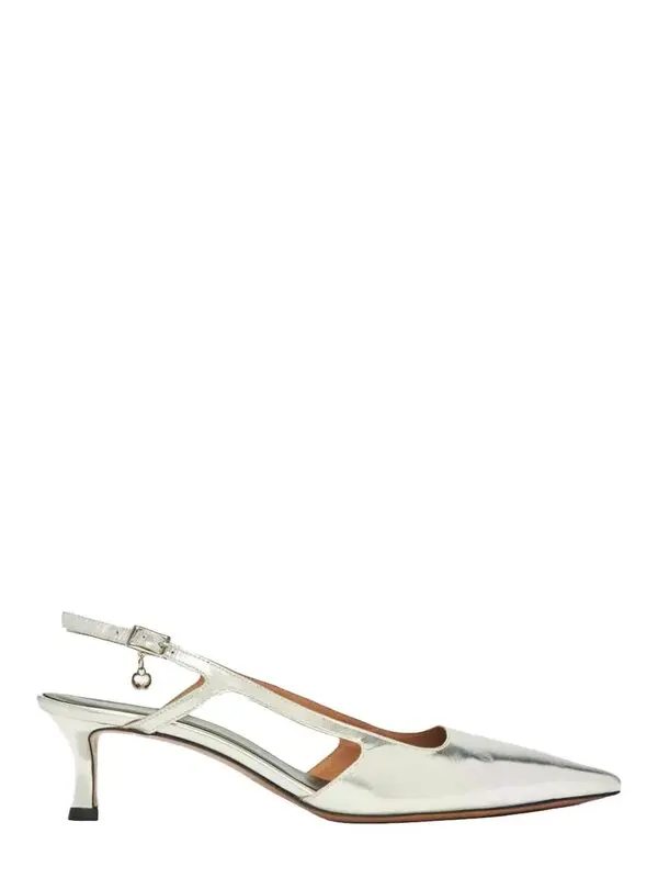 Maje Metallic Slingback Pumps - Silver