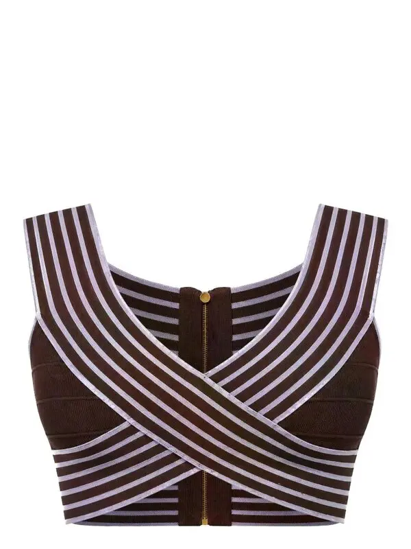 Elisabetta Franchi Striped Crossover Tank Top - Brown