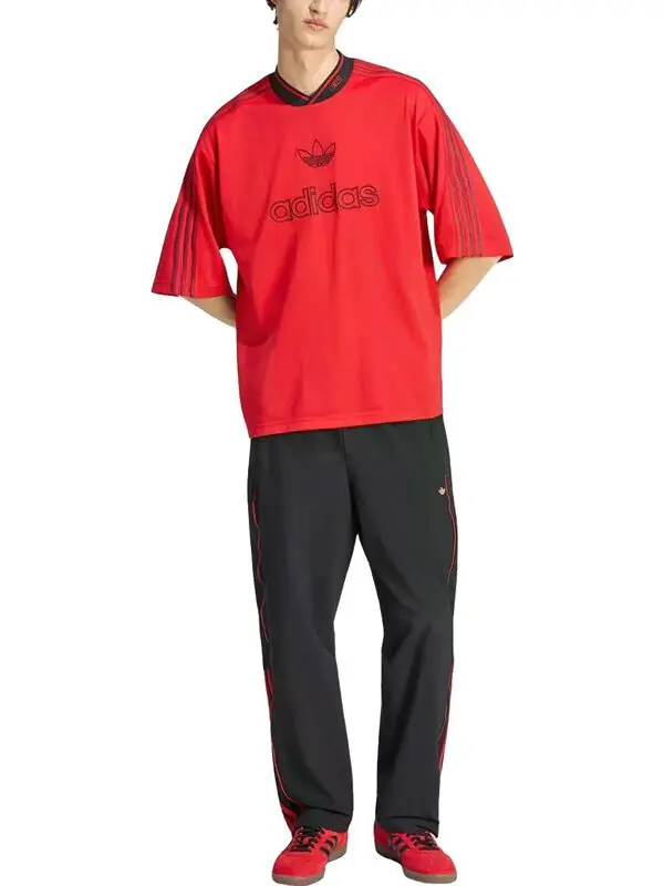 Adidas Logo-embroidered Oversized T-shirt - Red