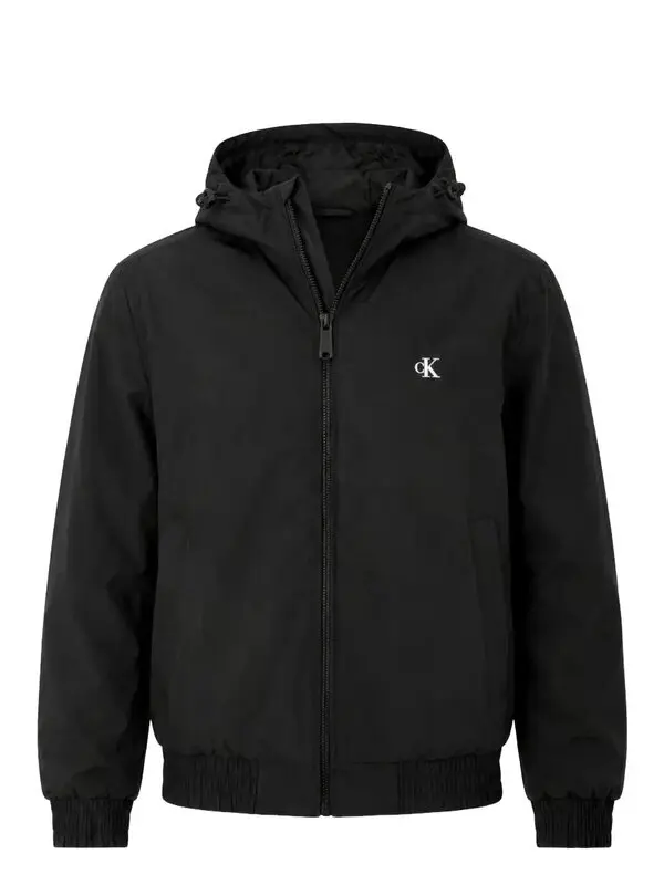 Calvin Klein Logo Print Hooded Jacket - Black