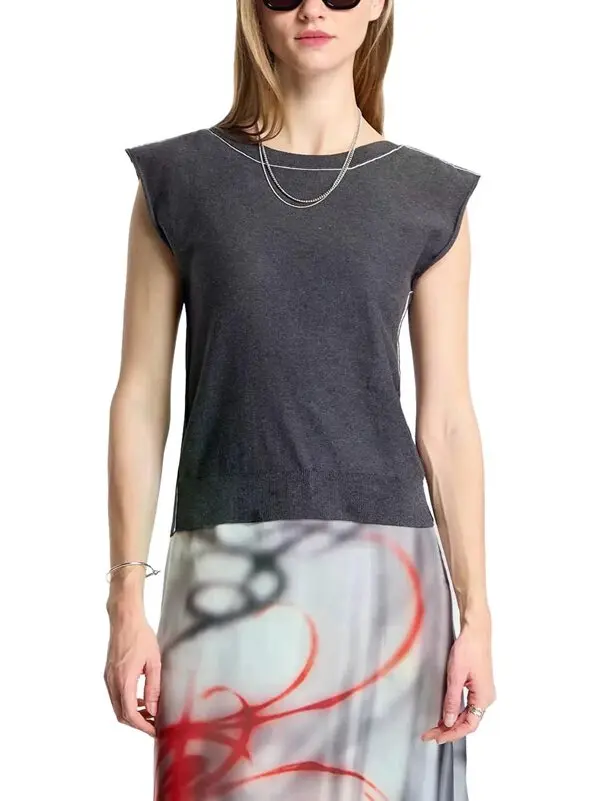 MAISON MARGIELA Jersey Logo Patch Top - Grey