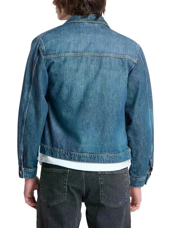 Guess Denim Jacket With Logo Patch - Blue