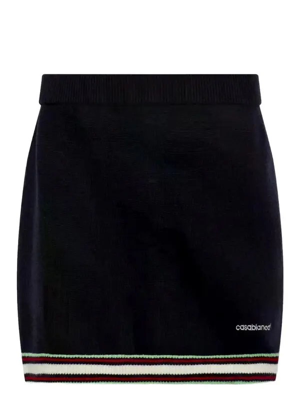 Casablanca Striped Wool Knit Shorts - Blue