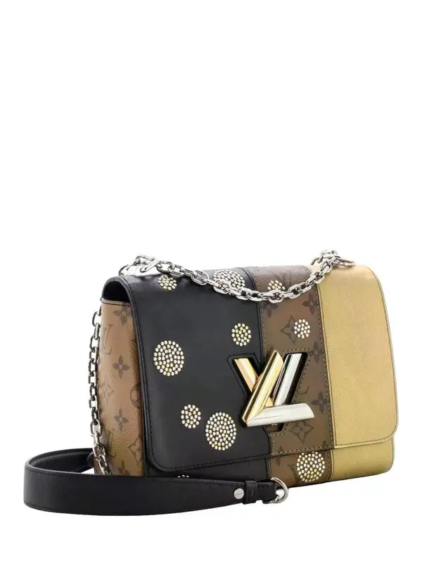 LOUIS VUITTON Studded Reverse Monogram Canvas And Leather Mm Shoulder Bag - Black