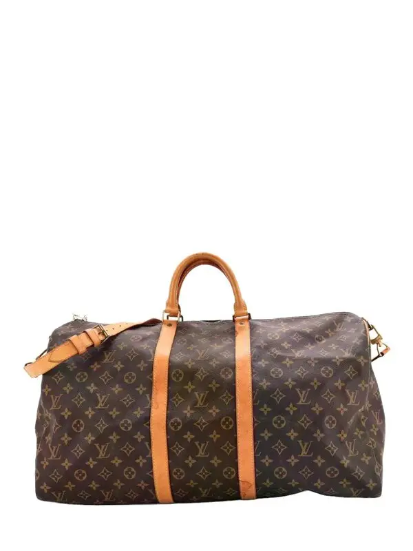 LOUIS VUITTON Keepall Bandouliere 55 Monogram Canvas Travel Bag - Brown