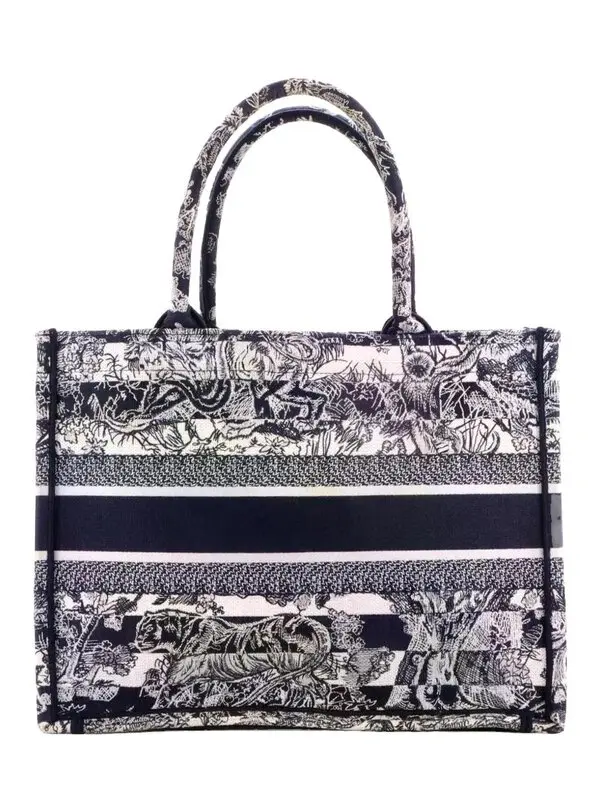 Dior Book Embroidered Canvas Medium Tote Bag - Blue