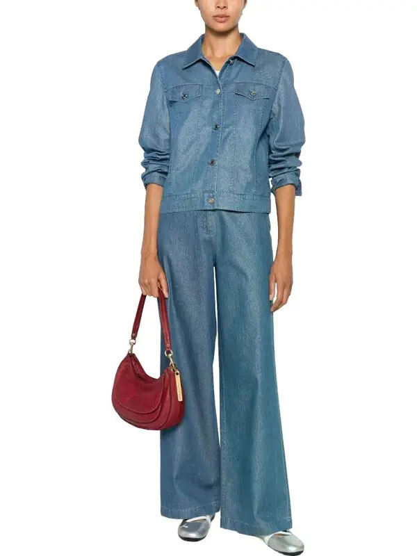 Karl Lagerfeld Shiny Cotton Trousers - Blue