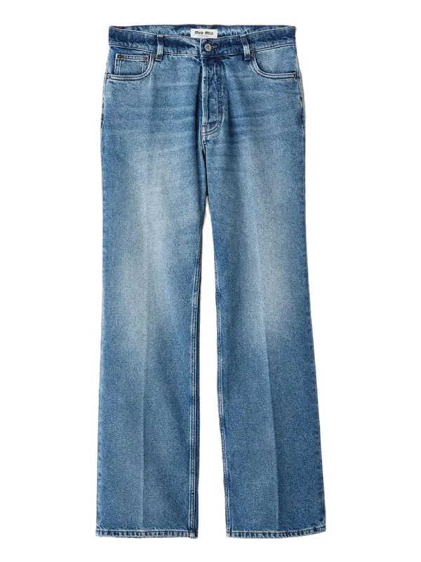 Miu Miu Boyfriend Fit Washed Denim Jeans - Navy