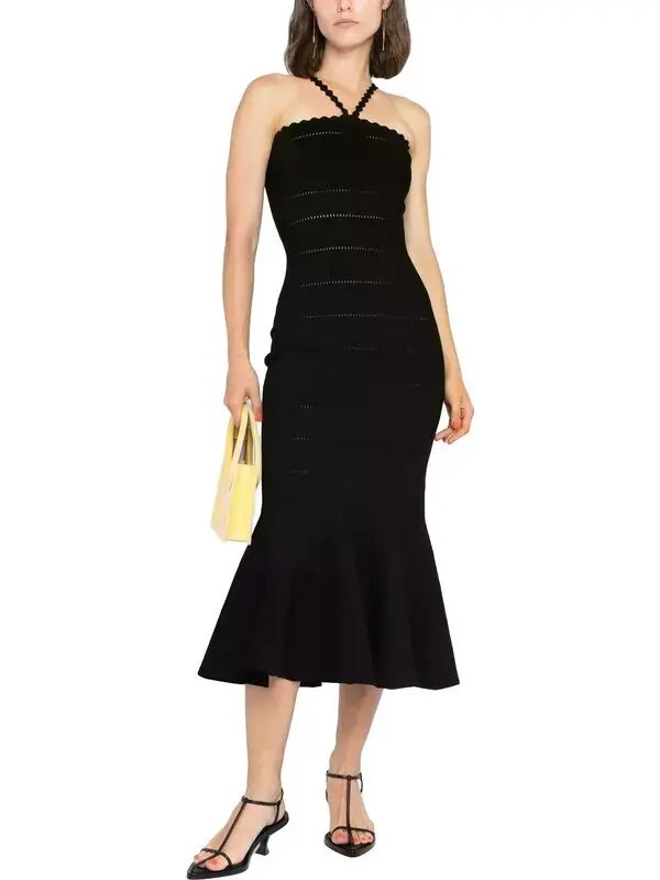 Victoria Beckham Cut-out Peplum Dress - Black