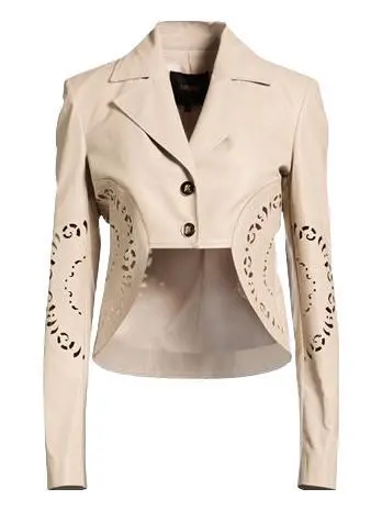 BABYLON Single-breasted Perforated Blazer - Beige