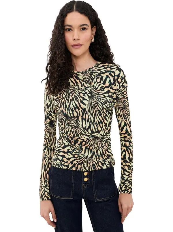 Ulla Johnson Paradis Ruched Long Sleeve Top - Celestite