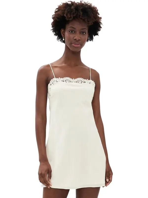 Posse Darya Mini Dress With Scalloped Lace Trim - Cream