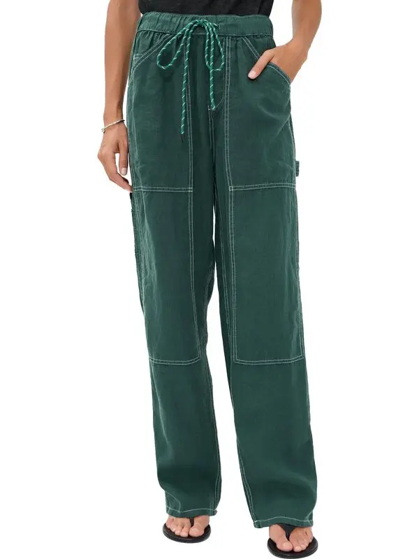 Rag & Bone Atlas Linen Wide Leg Pants - Forest