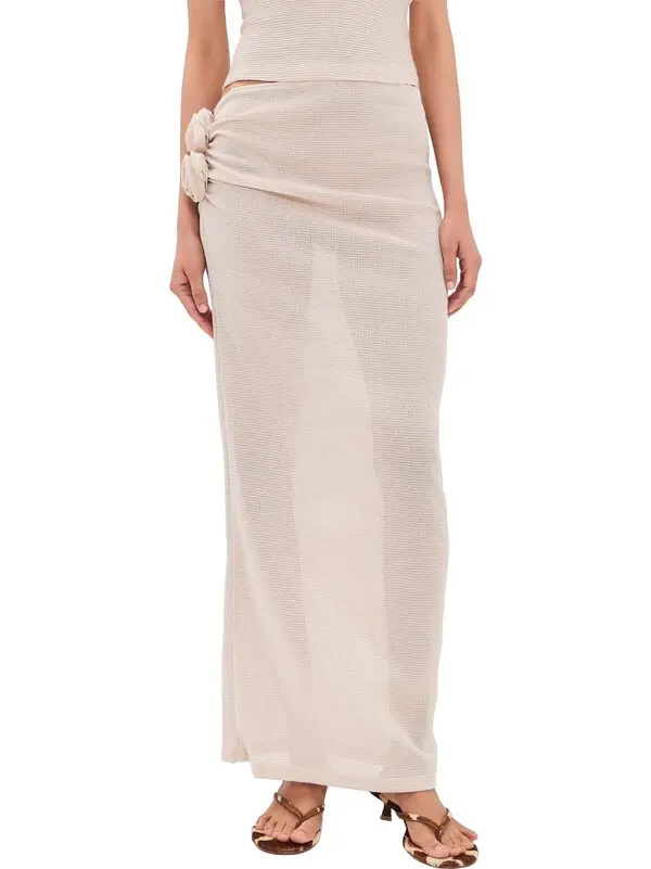Lioness Maxi Skirt With Rosette Accents - Sand