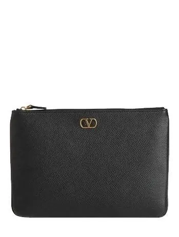 Valentino Garavani Pebbled-leather Clutch - Black