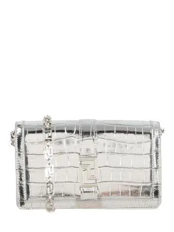 Versace Crossbody Wallet In Calfskin - Silver