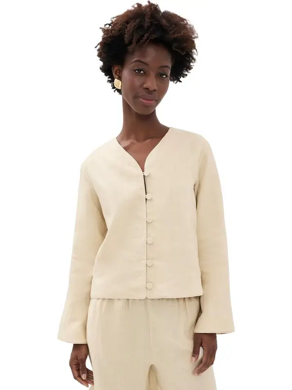 Posse Lucia Linen Blouse - Biscotti