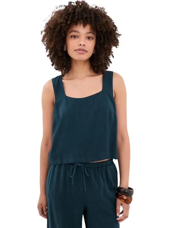 Z Supply Cropped Linen Tank - Eclipse